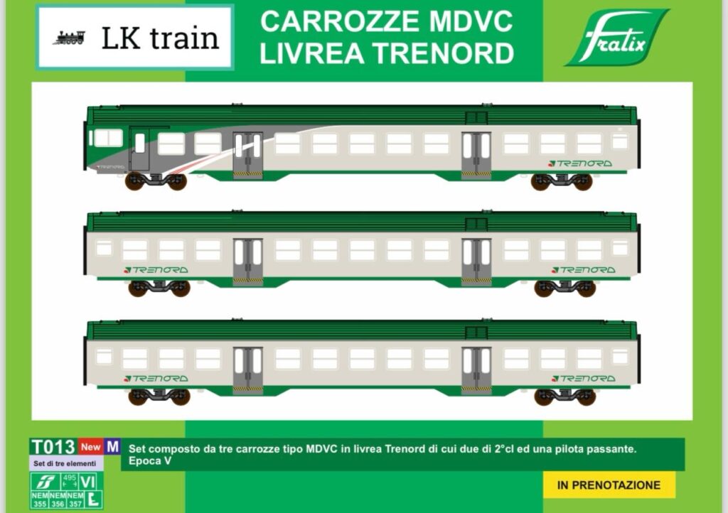 lk train t013 set 3 carrozze mdvc trenord FS scala N by fratix – LK TRAIN